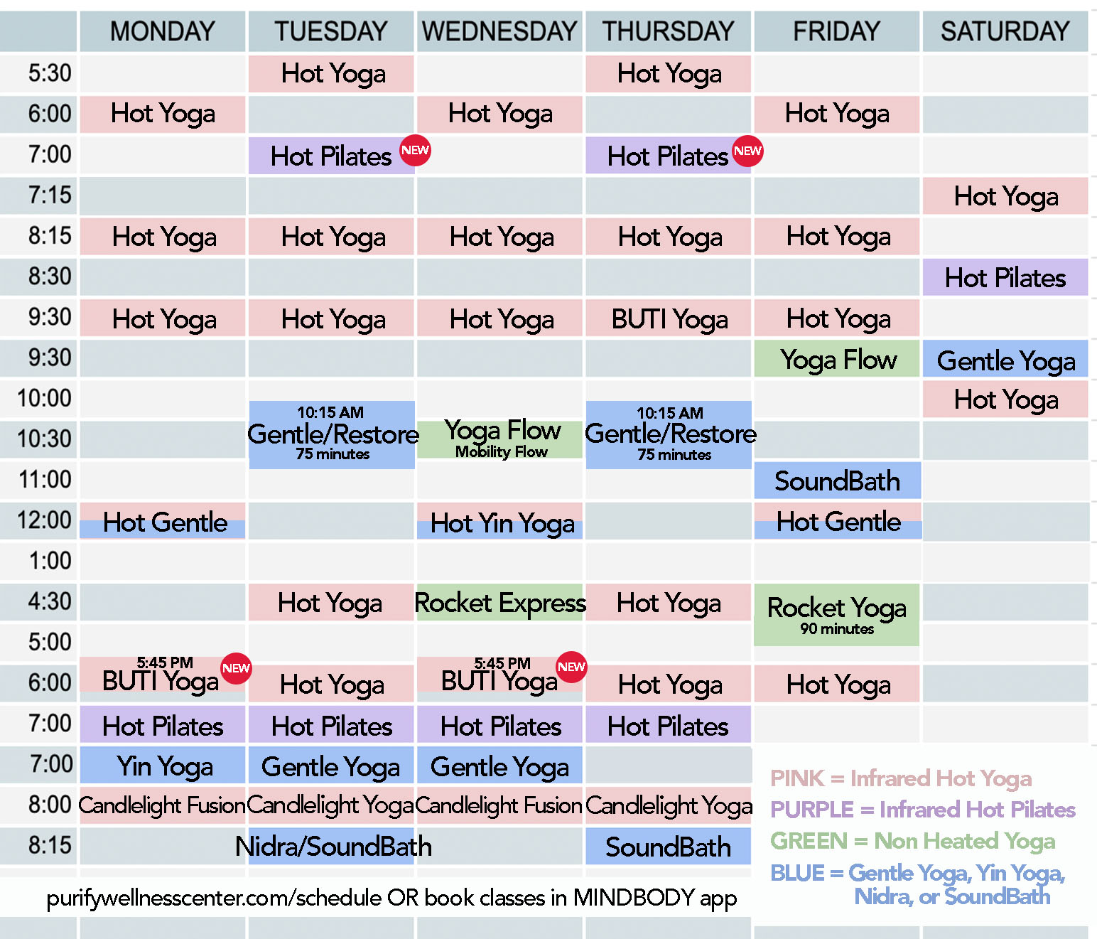 Tiny Buddha Yoga Schedule