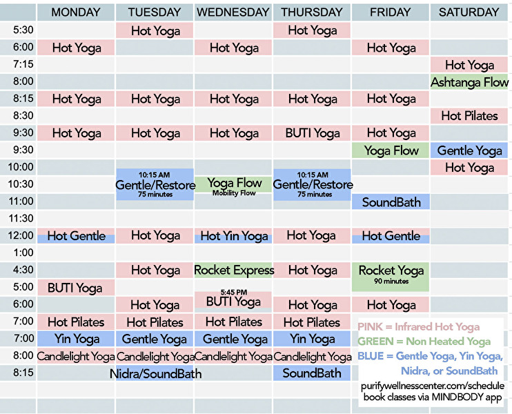 Yoga Schedule | Purify Wellness Center | Pleasant Grove