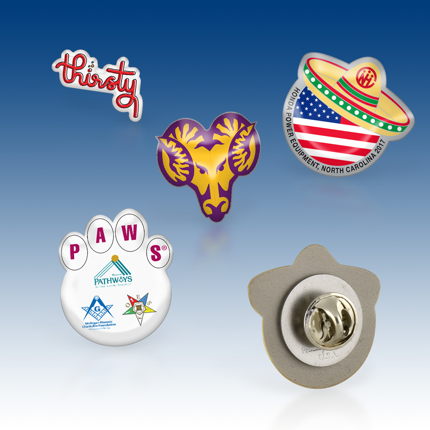 Made in USA Lapel Pins Contour Custom Shape | Mike Brothers